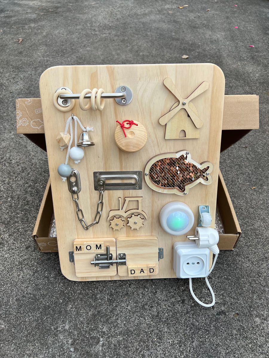 Busy Board Toddler Toy - Wooden Sensory Board - Baby Activity Board ...